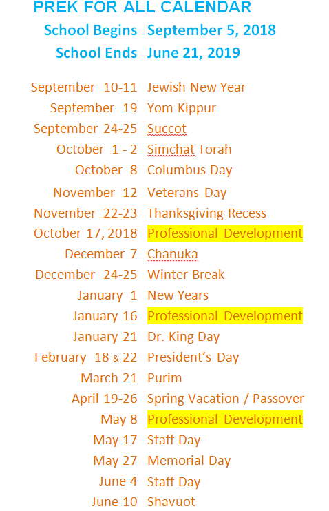 School Calendars Forest Park Preschool and Summer Camp