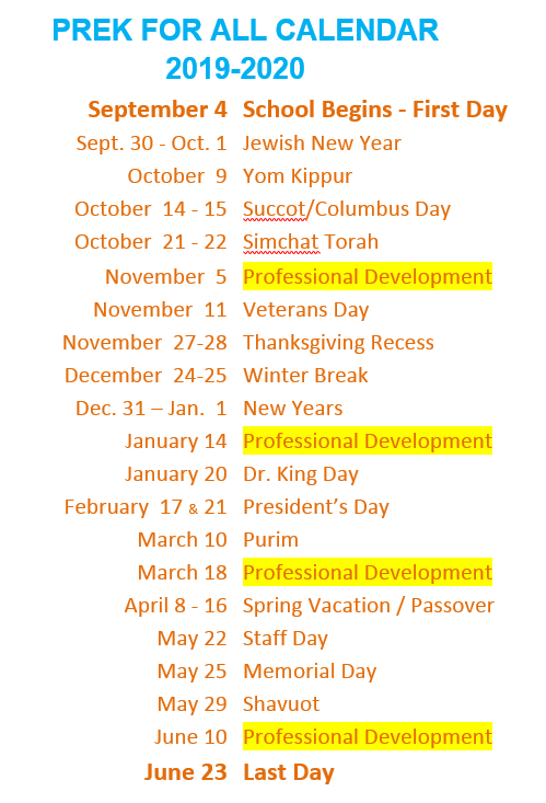 School Calendars Forest Park Preschool and Summer Camp